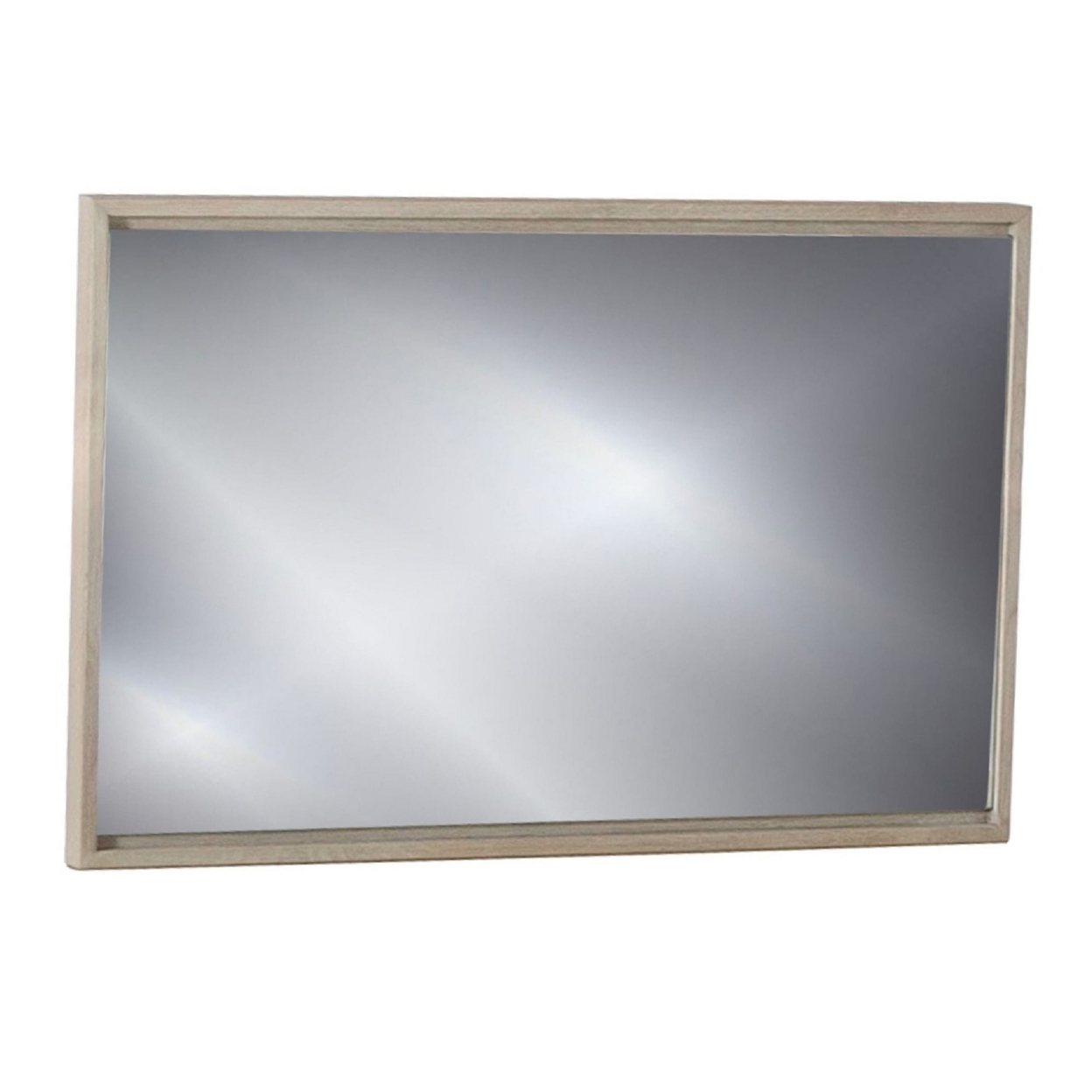 Cid 39 Inch Modern Wall Mirror, Sleek Taupe Gray Veneer Frame- Saltoro ...