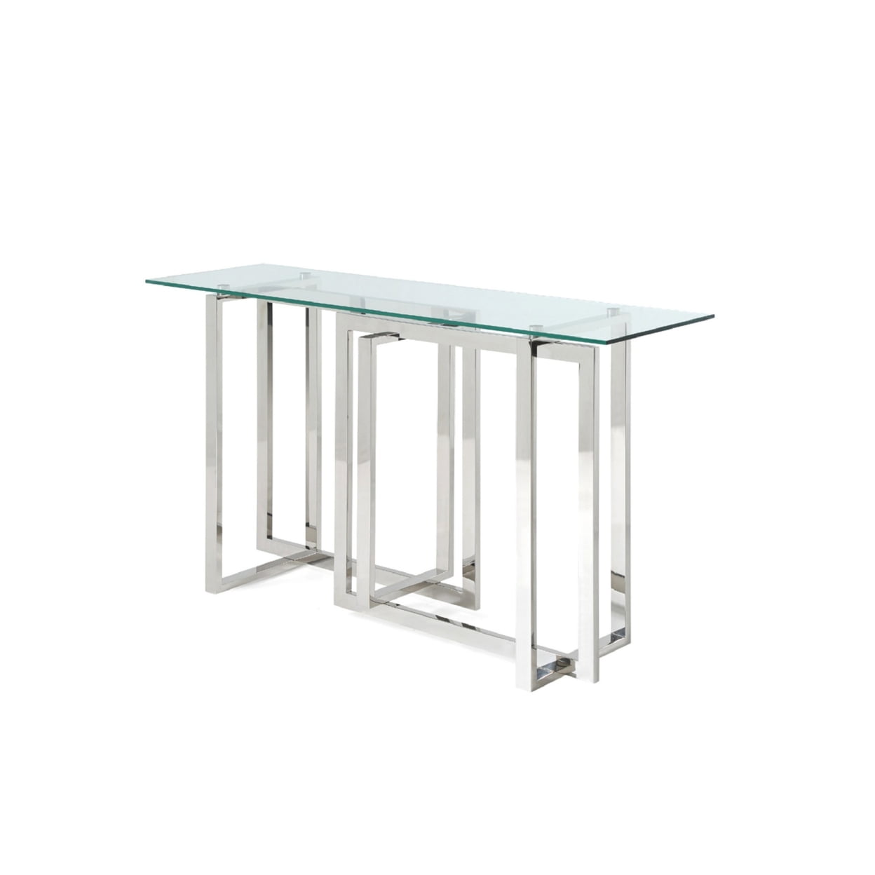 Cid 55 Inch Modern Sideboard Console Table, Glass Top, Steel Base ...