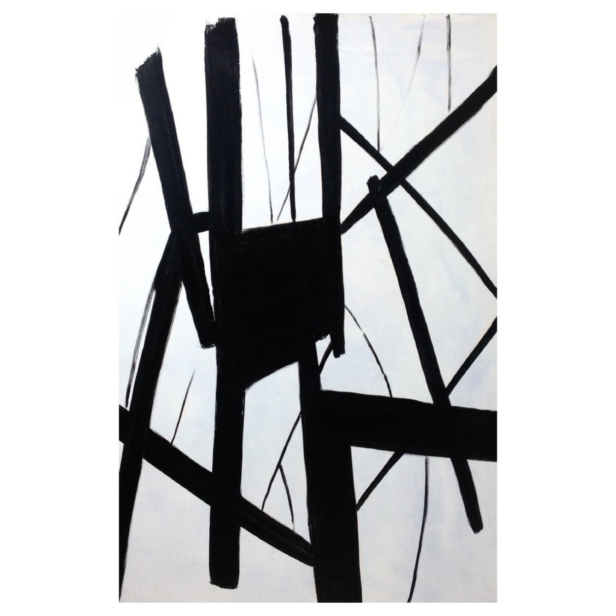 Cid 59 Inch Modern Wall Art, Oil Painted, Abstract, Black, White ...