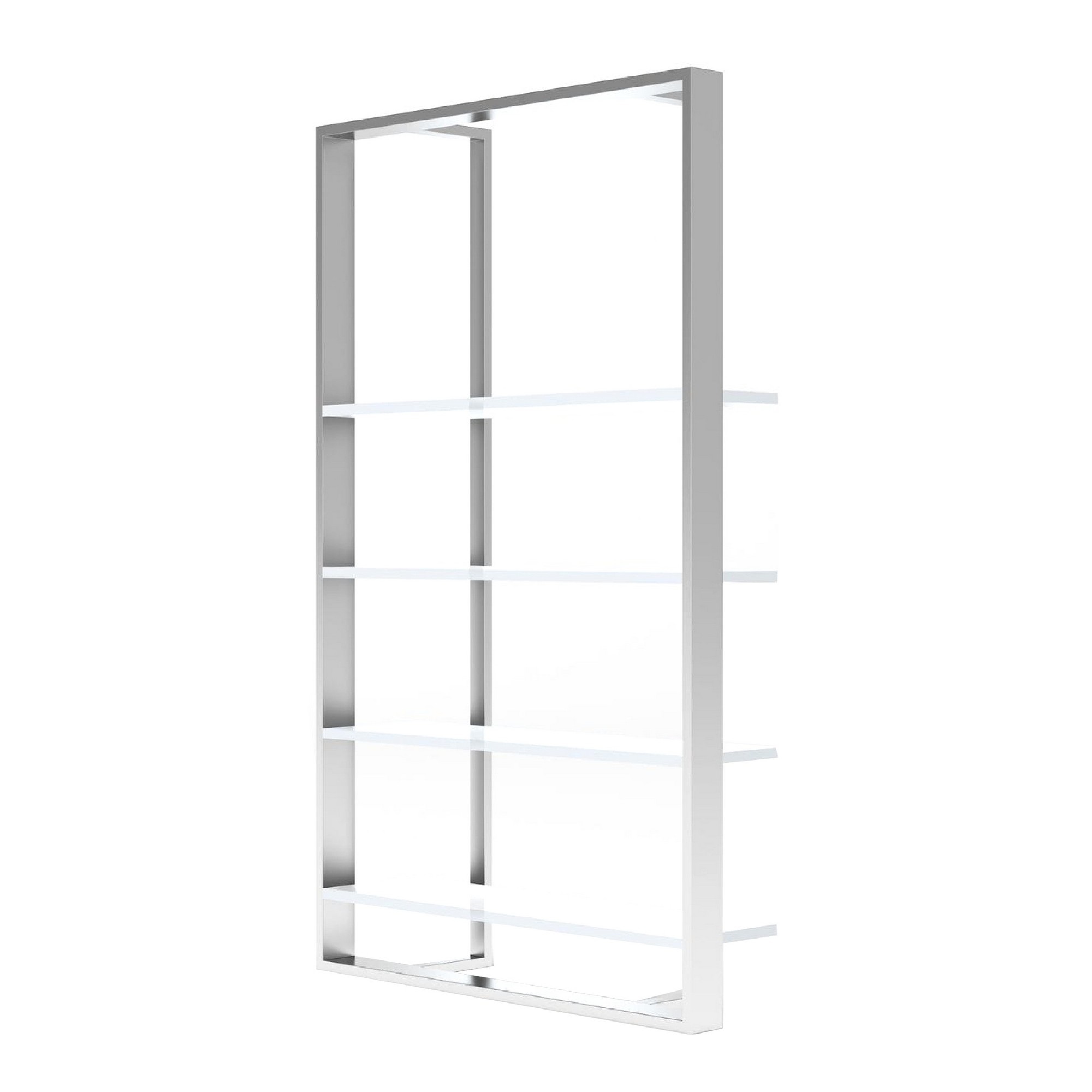 Cid 79 Inch Modern Bookshelf, 4 Shelves, Steel Frame, Glossy, White ...