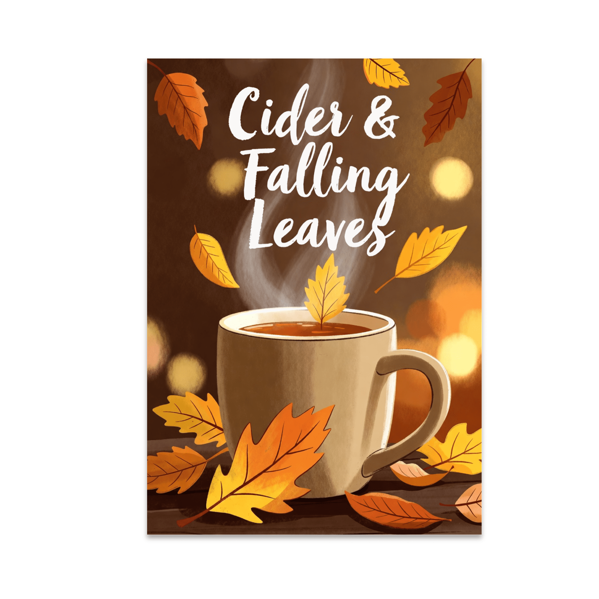 Cider and Falling Leaves Art - Autumn Decor Enthusiast - 13x19 Poster ...