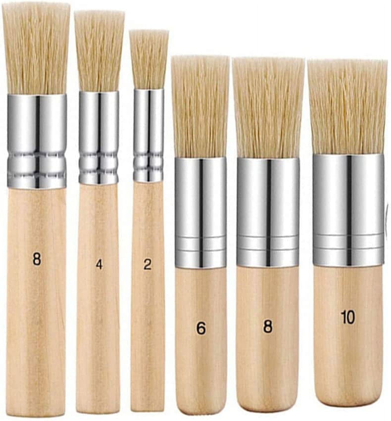 Cieatiam 6 Packs Wood Stencil Paintbrush Set Natural Bristle Paint ...