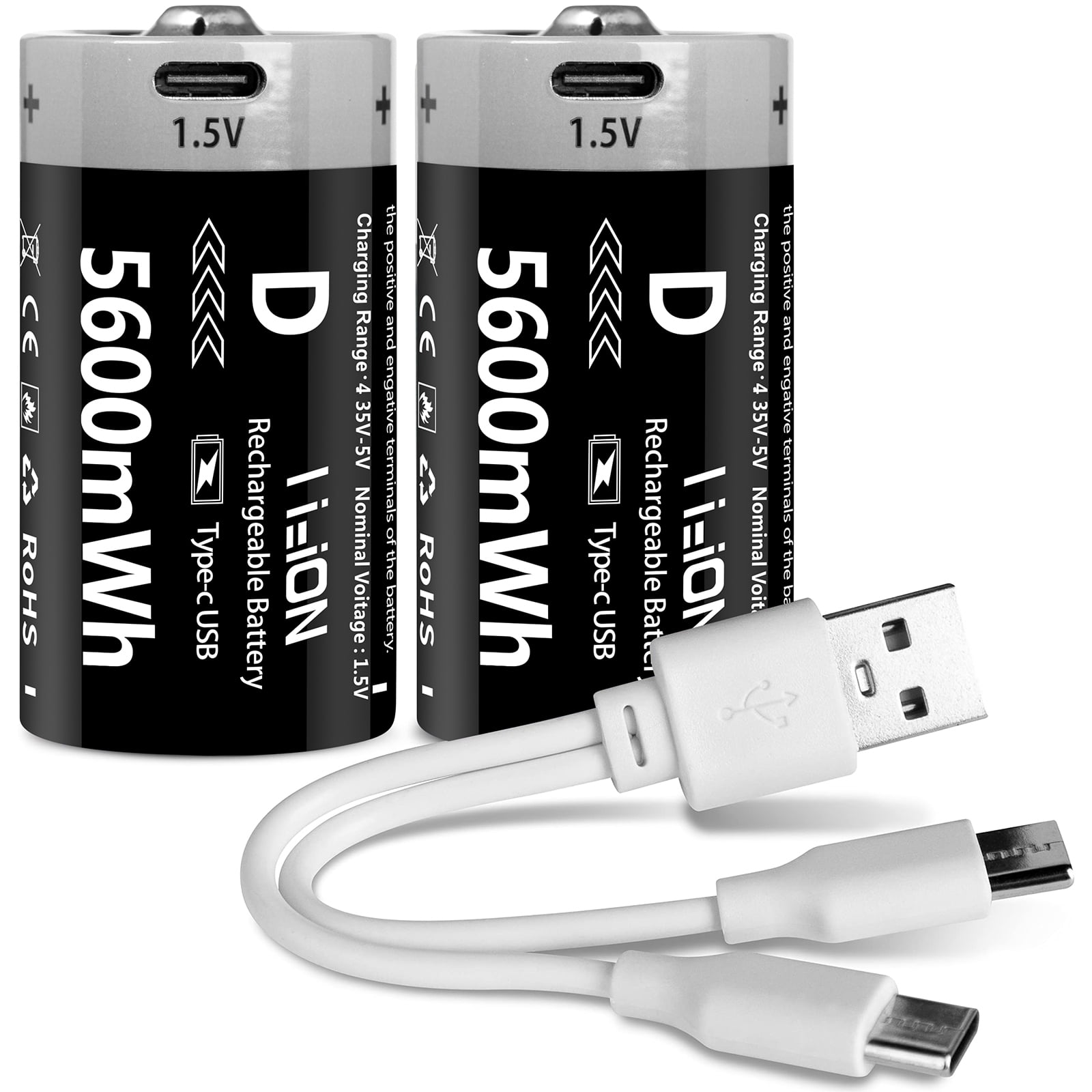 Cieatiam 8pc-Rechargeable High Capacity D Size Battery Batteries 1.5V ...