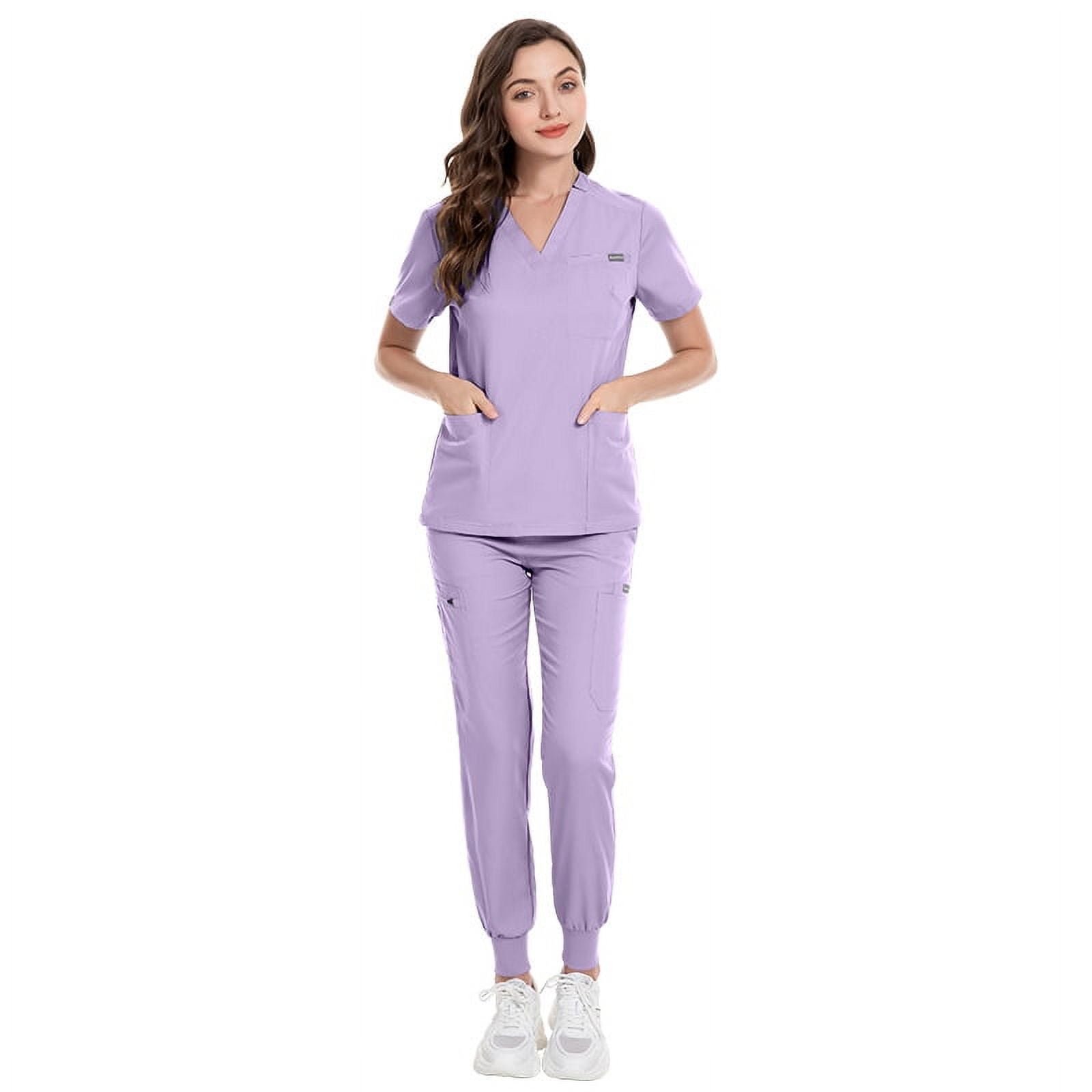Cieatiam Elastic surgical clothes V-neck short sleeve hospital nurse ...
