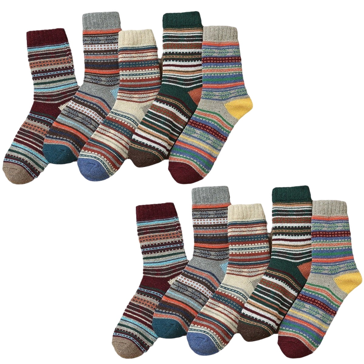 Cieatiam Funky Pattern Wool Crew Socks Breathable and Comfortable for ...