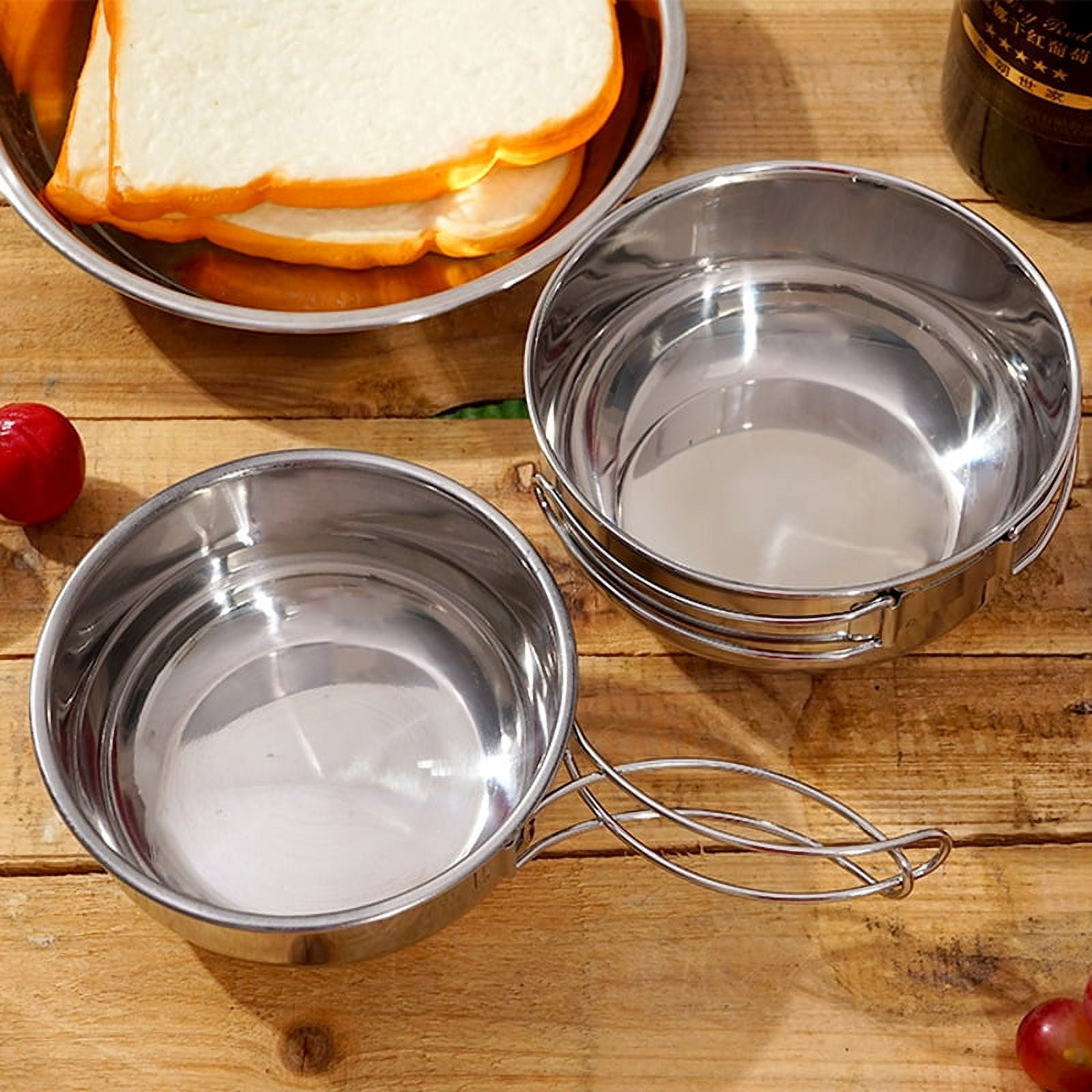 Cieatiam Outdoor 304 Stainless Steel Folding Bowl 500ml Camping ...