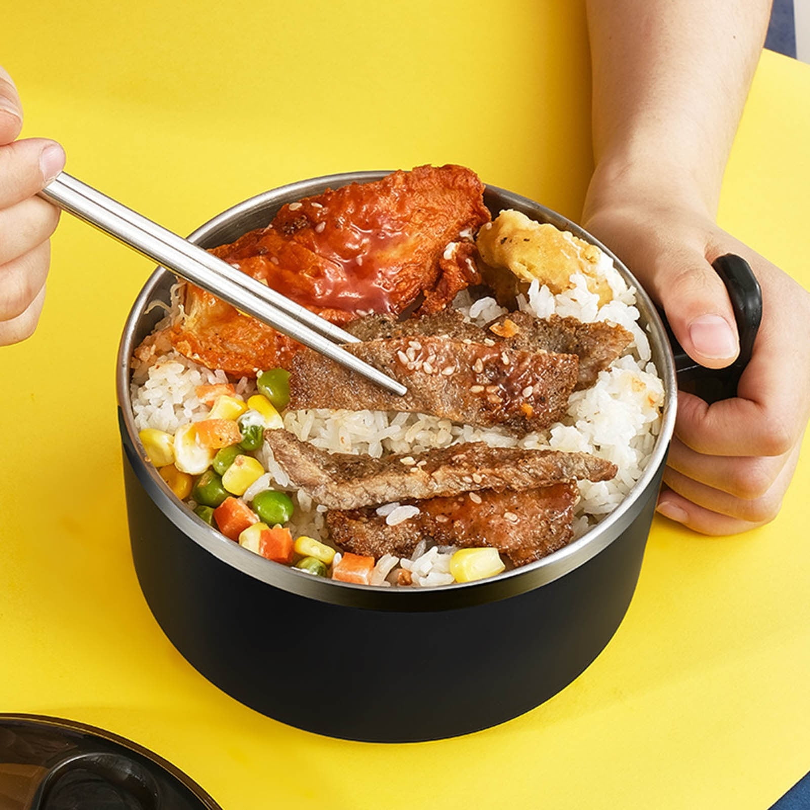 Cieatiam Ramen Soup Bowl With Tight Lid│Handle│Steam Hole. Double Wall ...