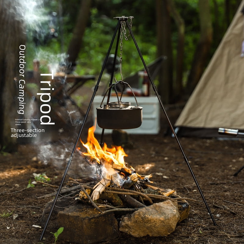 Cieatiam Section 3 Outdoor Camping Bonfire Tripod Hanging Pot Picnic ...