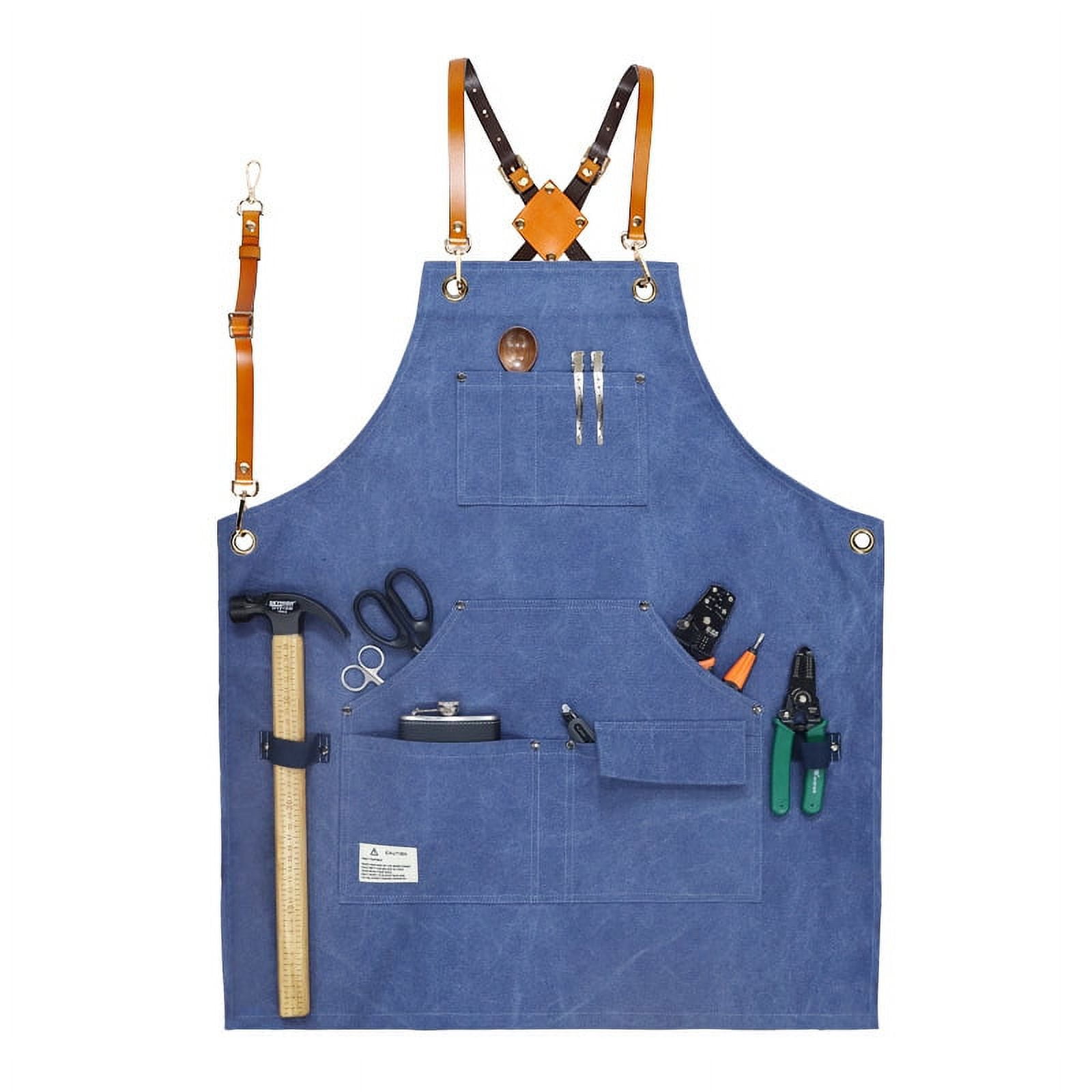 Cieatiam Thick canvas with multiple pockets craftsman's tool apron gardening workwear apron ...