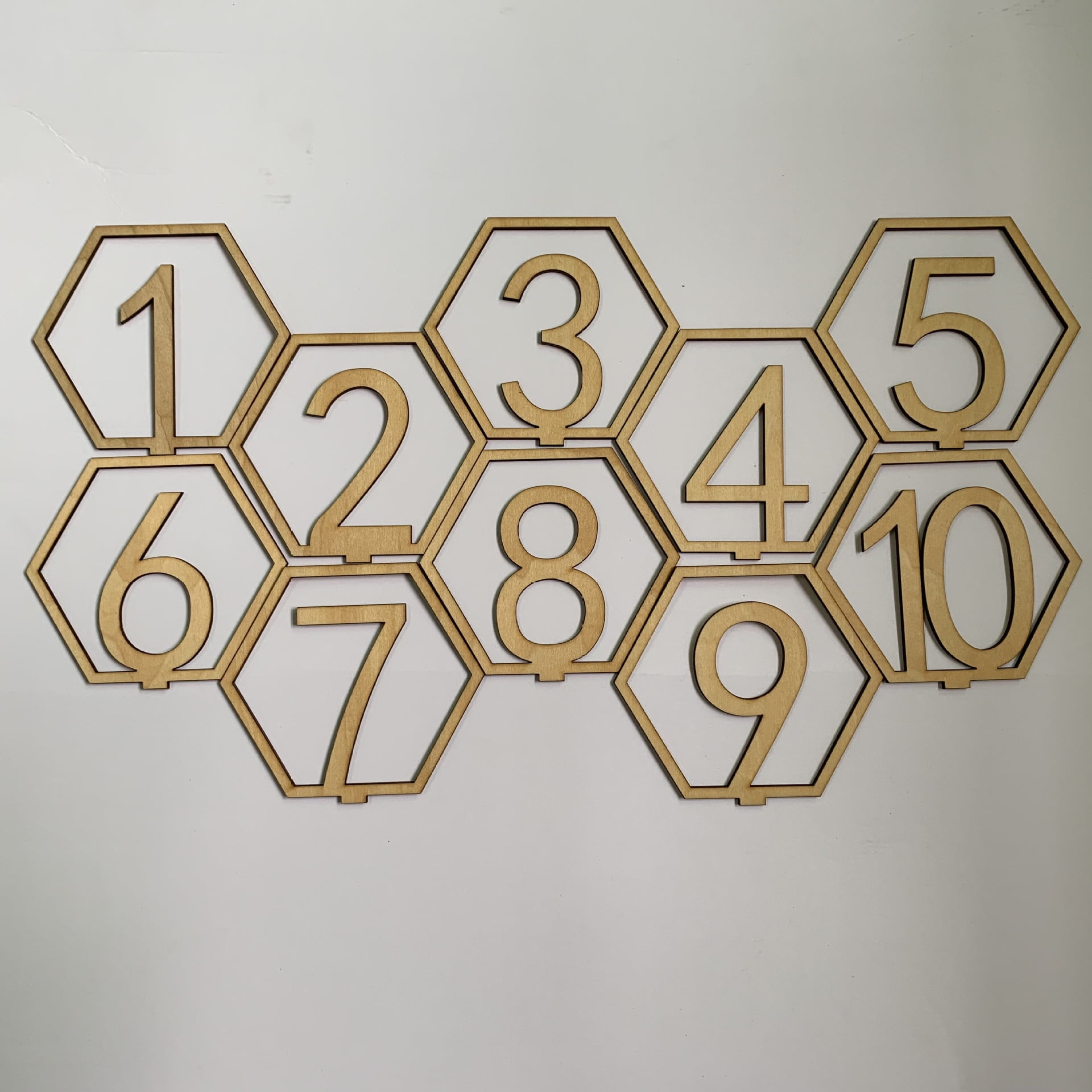 Cieatiam Wooden table number plate 1-20 hexagonal hollow digital seat ...