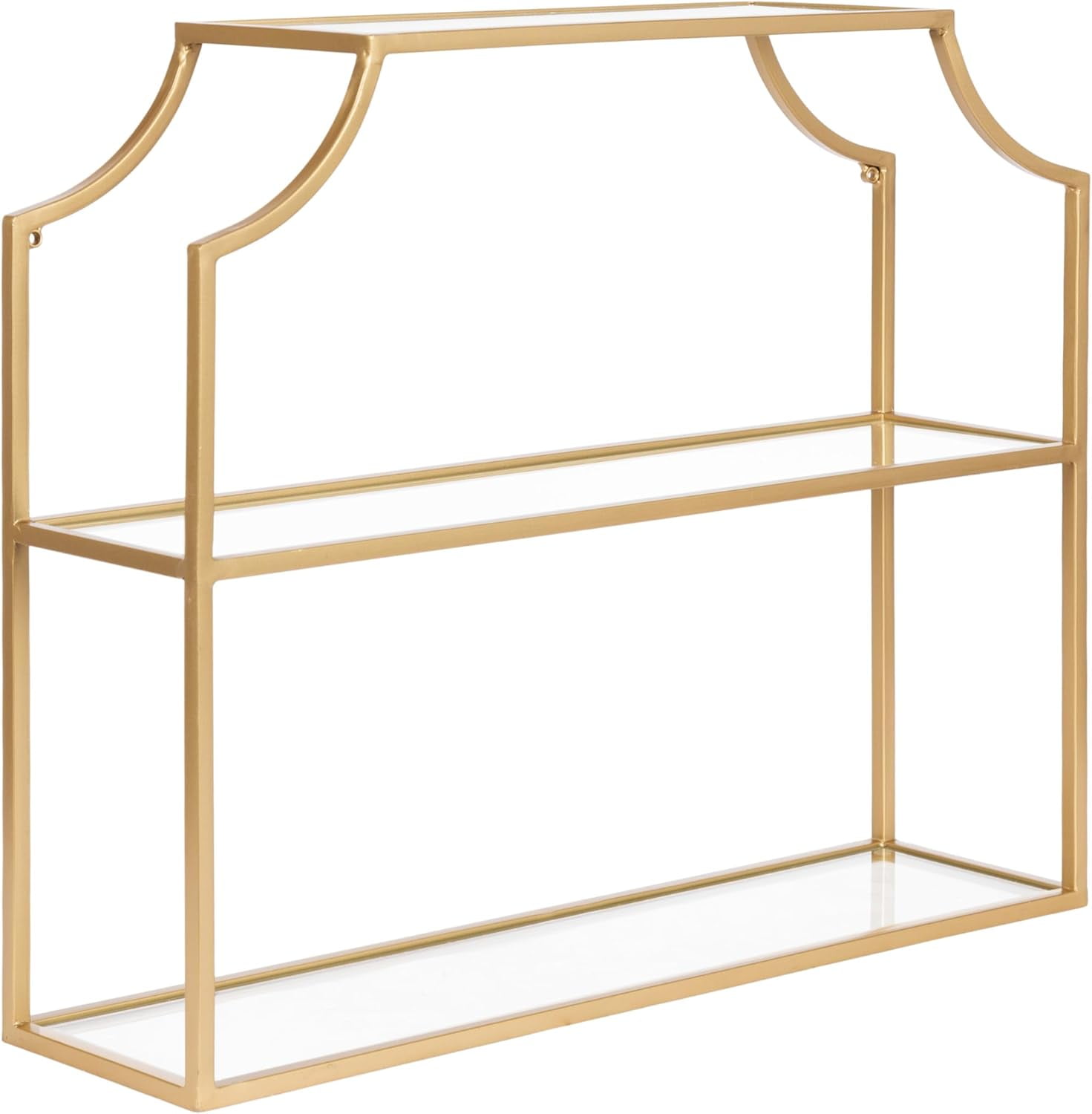 Ciel Modern Glam Wide Two-Tier Wall Shelf, 24 x 20, Gold, Tiered ...