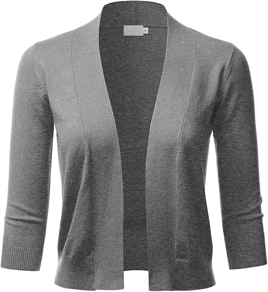Cielo Women's 3/4 Sleeve Solid Open Front Cropped Bolero Shurug Light ...