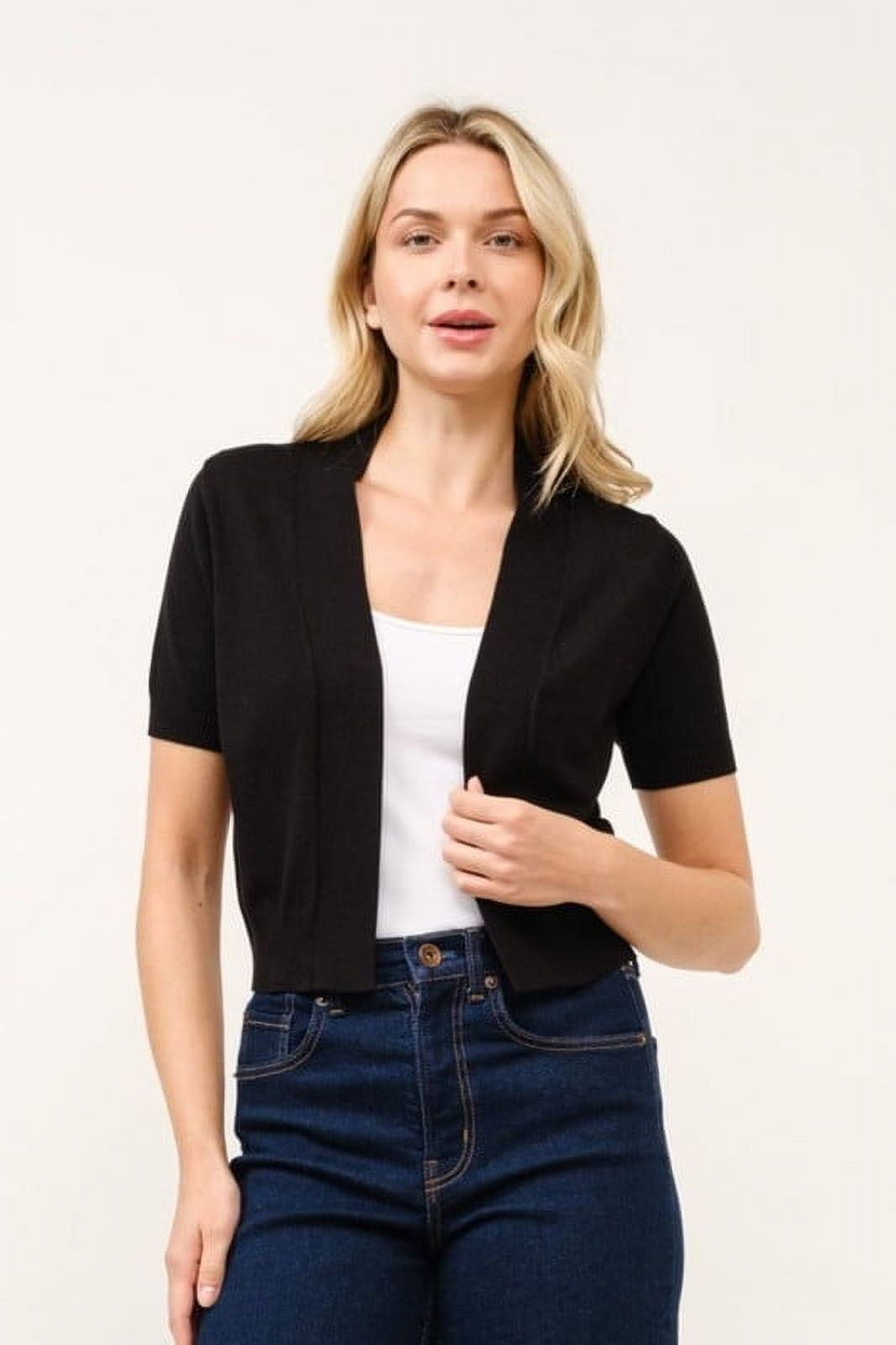 Cielo Women's Short Sleeve Open Front Bolero Cardigan – Soft Cotton ...