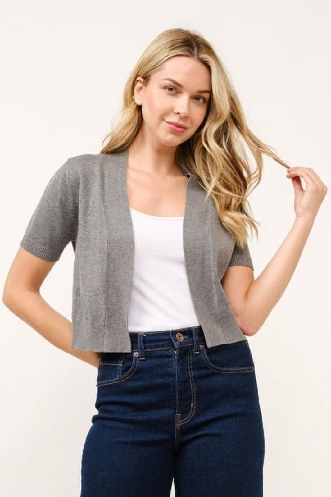 Cielo Women's Short Sleeve Open Front Bolero Cardigan – Soft Cotton ...