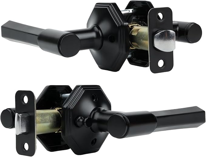 Cielsa Dawn 2 Pack Matte Black Privacy Door Handles for Bed/Bathroom ...