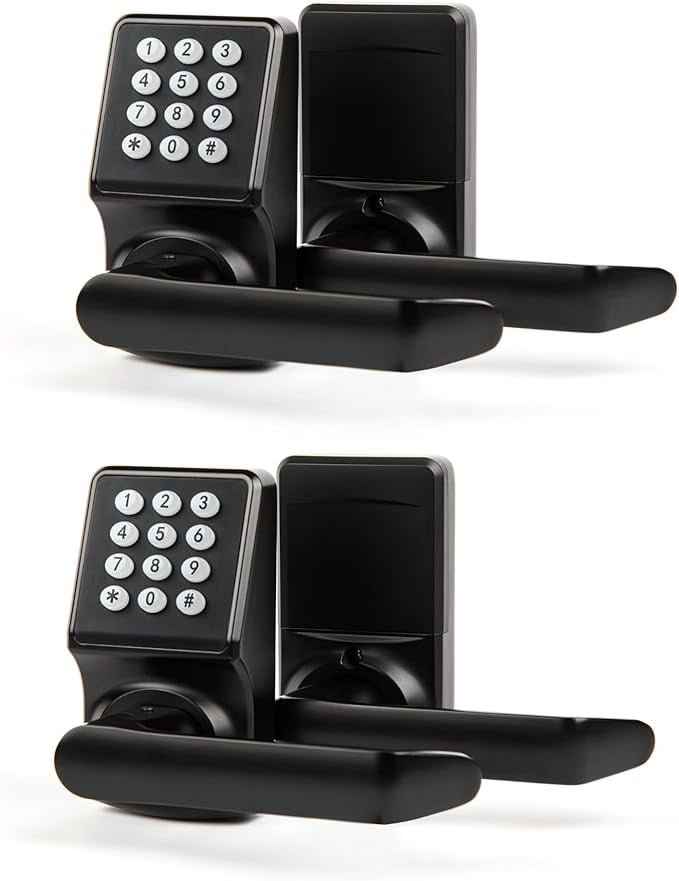 Cielsa Dawn Keypad Door Lock with Handle, 2PACK Set - Matte Black ...