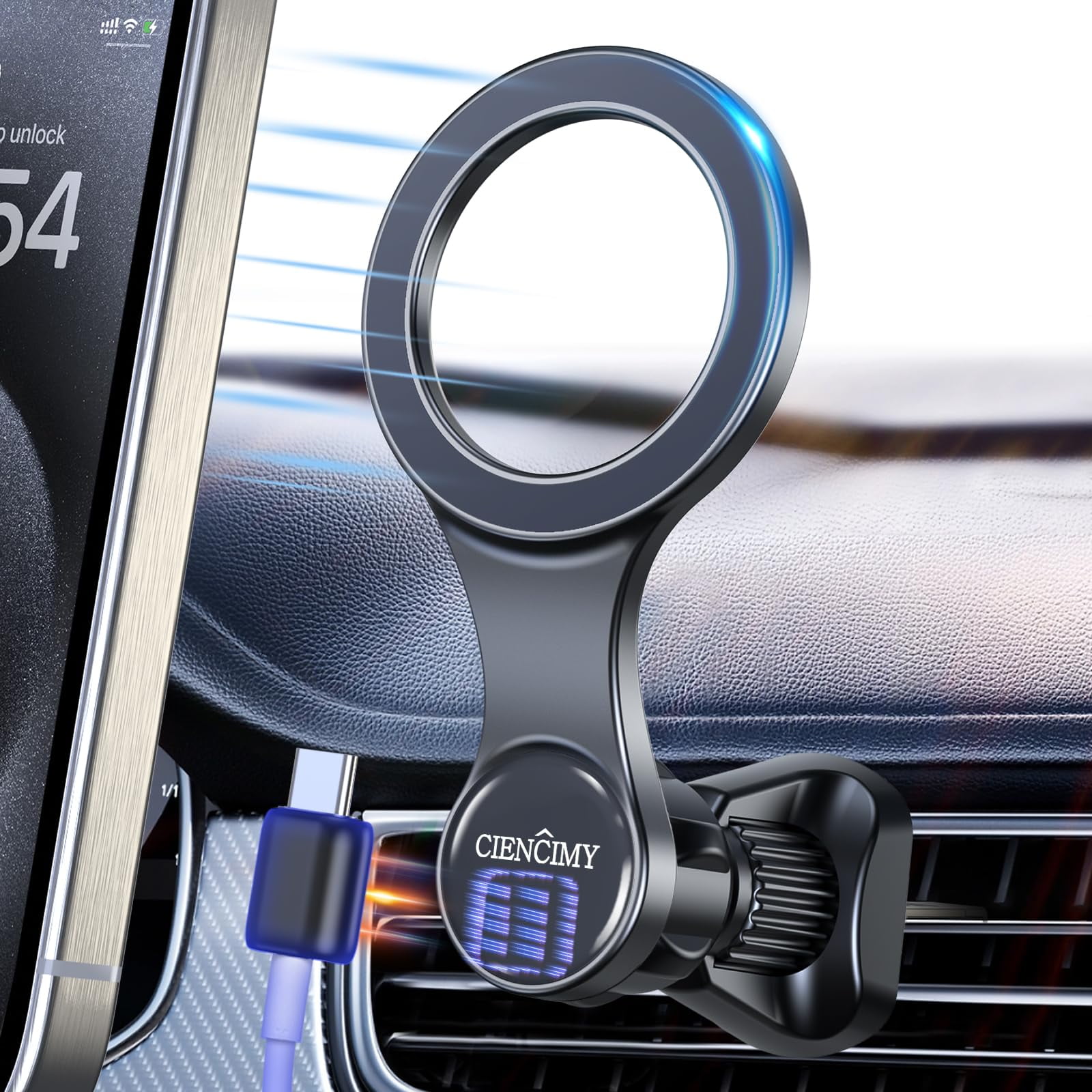 Ciencimy for Magsafe Car Mount, Magnetic Cable Clip Compatible with ...