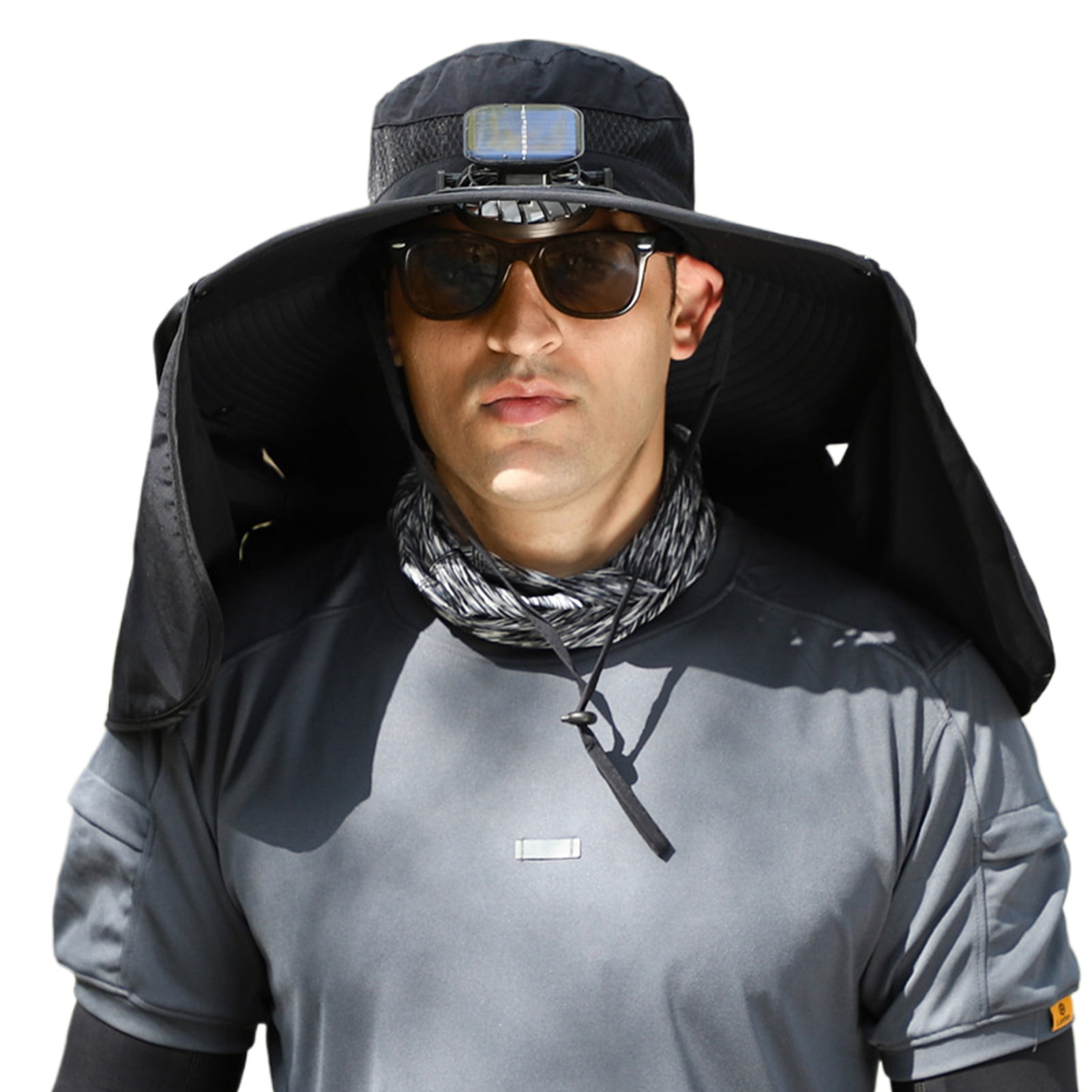 Cientrug Waterproof Cap With Solar Fan For Ultimate Sun Protection Wide Brim Hats For Men Solar ...