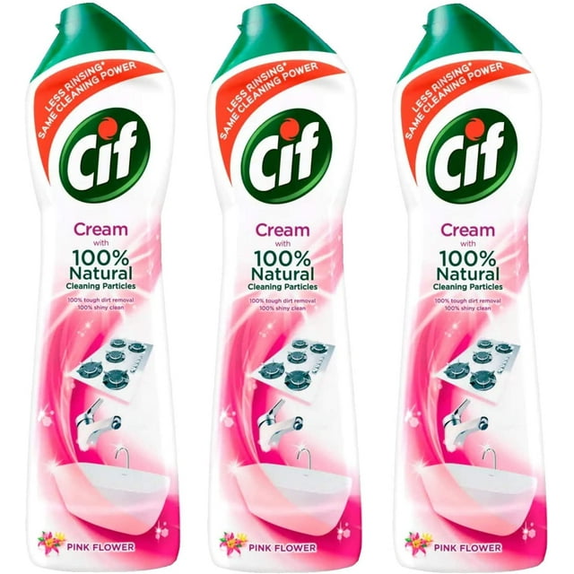 Cif Cream Multi Purpose Cleaner, Pink Flower, 16.9 Fl Oz / 500 mL, 3 ...