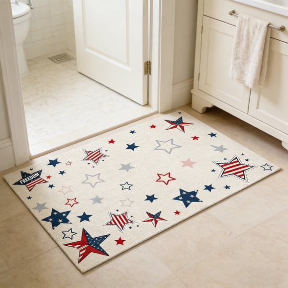 Cififendec 4th of July Bath Rug, 23.62"×15.74", Patriotic Red White ...