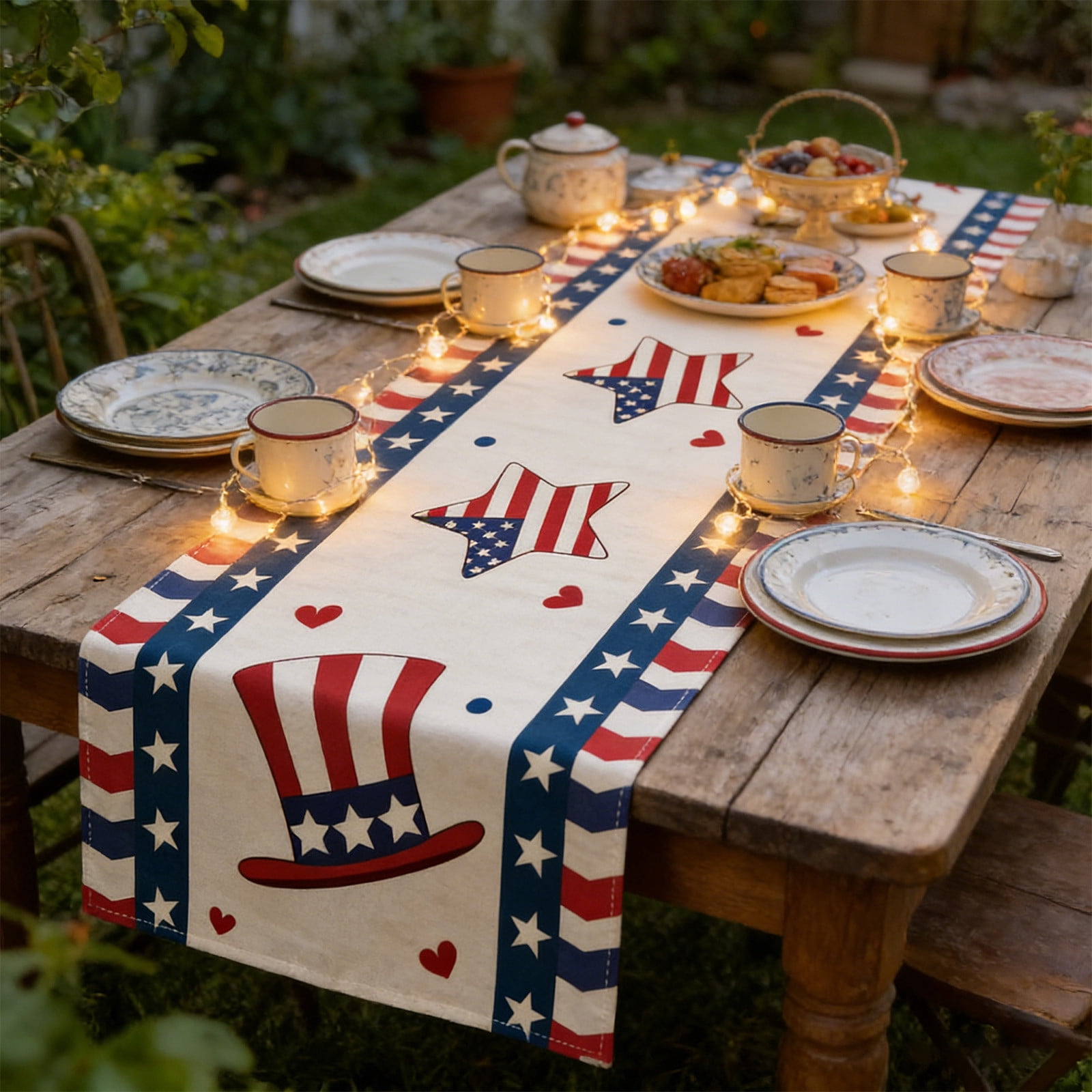 Cififendec 4th of July Table Runner, 35"×13", Patriotic Freedom Stars ...