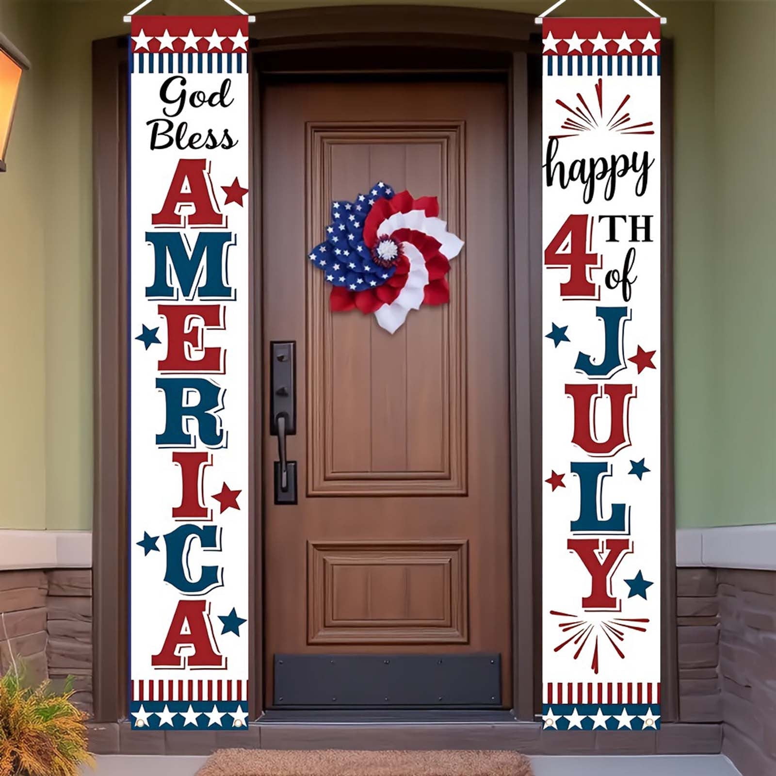 Cififendec 4th of July Door Banner Set of 2, 70.8"×11.8", Patriotic ...