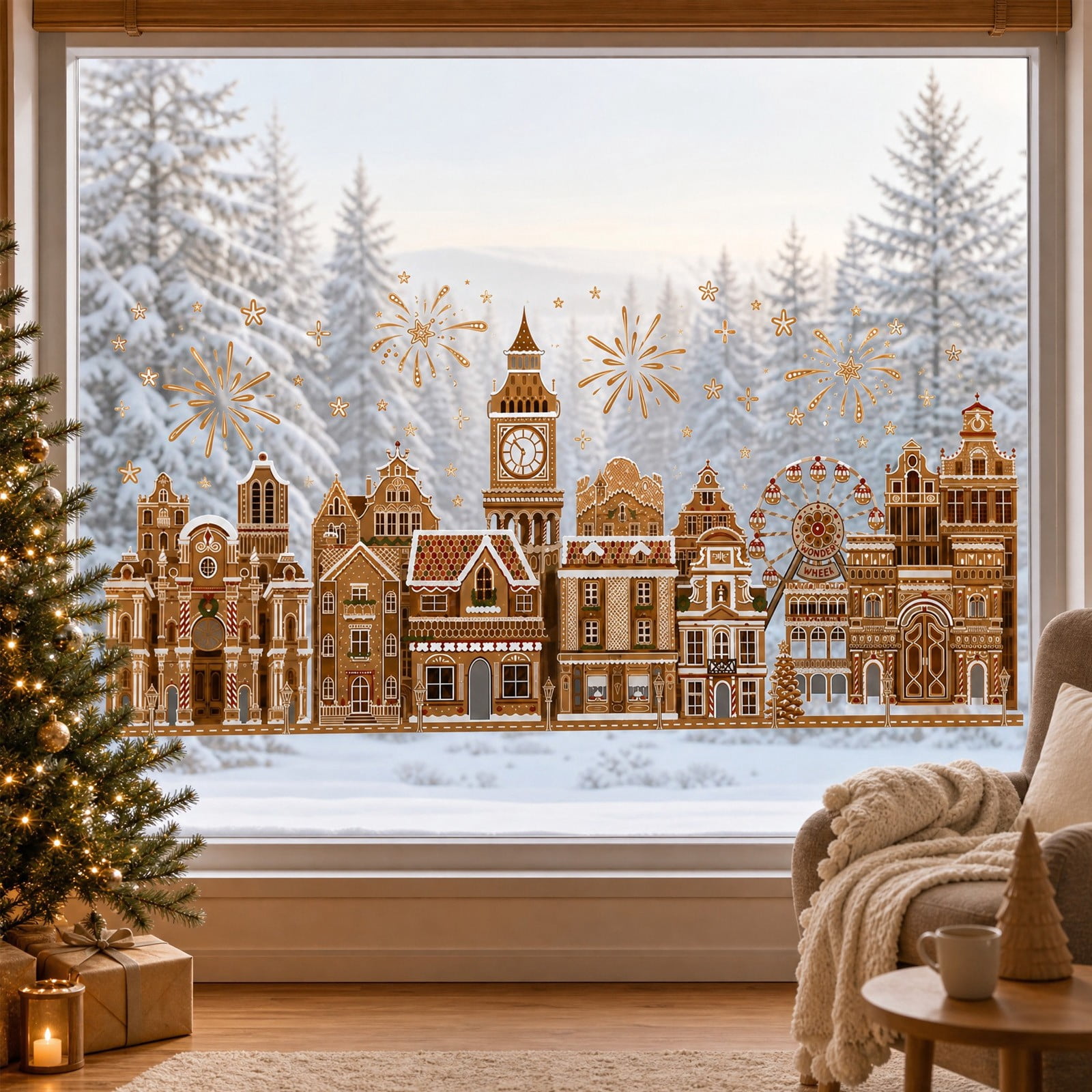 Cififendec Oversized Christmas Static Window Clings, 66.1