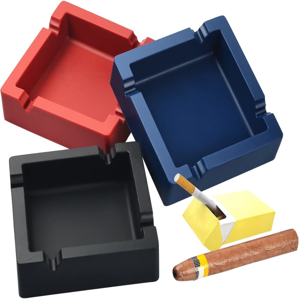 Cigar Ashtray Big Ashtrays for Cigarettes Outdoors Large Black 4 Dual ...