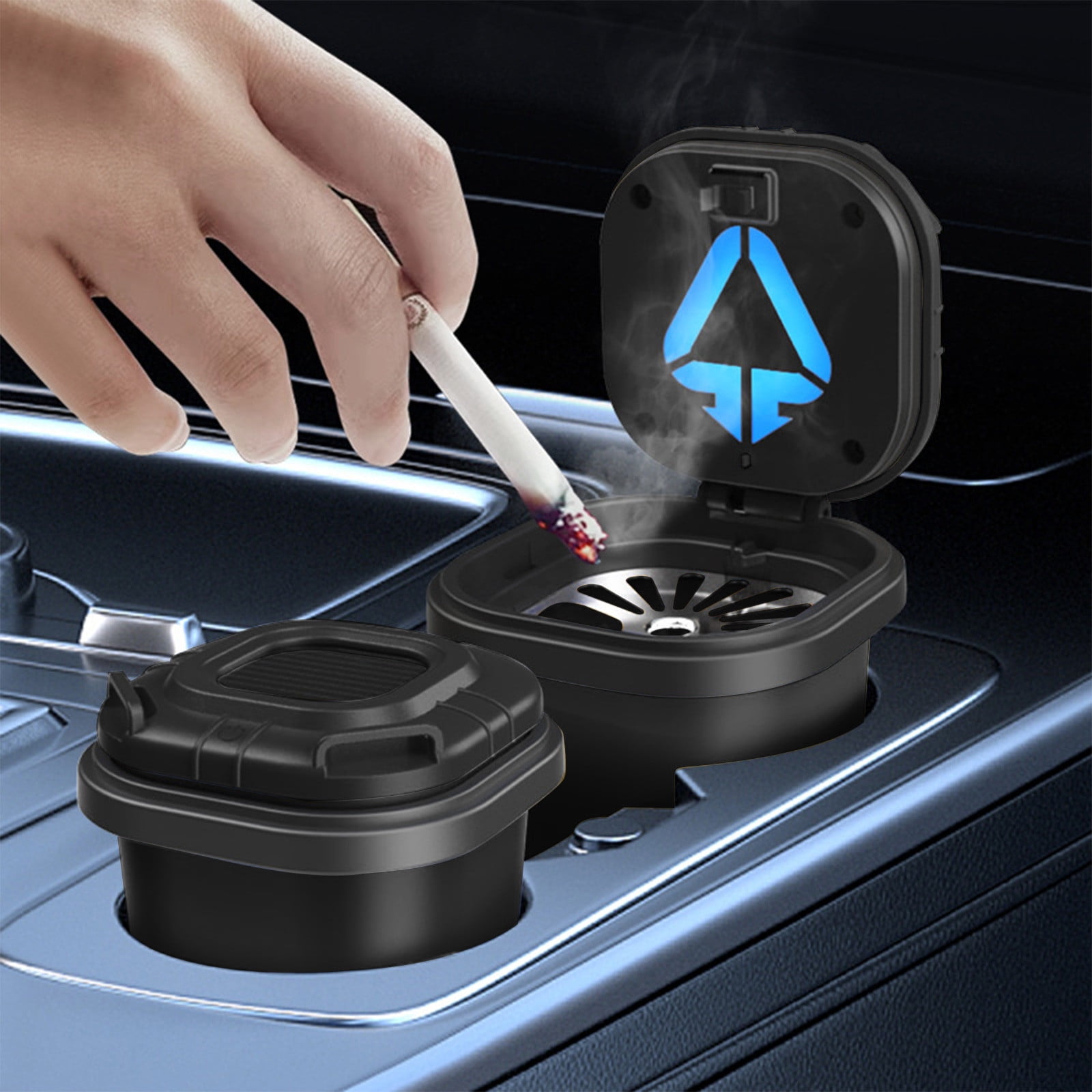 Cigar Ashtray Car Ashtray Easy To Clean Press With Light And Cover ...