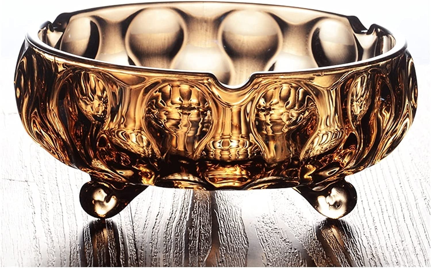 Cigar Ashtray Creative Crystal Glass Ashtray 5.4 Inch Amber Tray Three ...