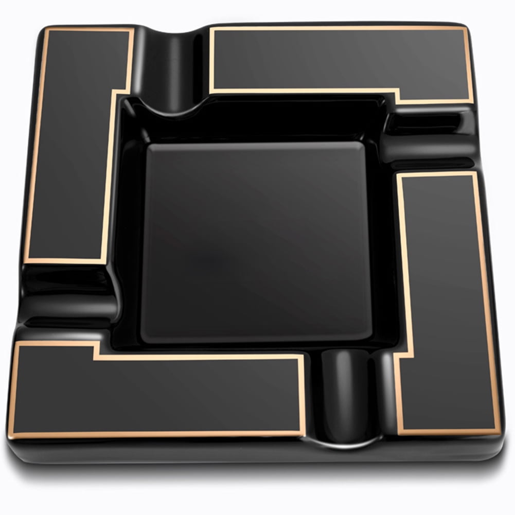 Cigar Ashtray Large Ceramic Cigarettes Ash Tray Black Cigars Ashtrays ...