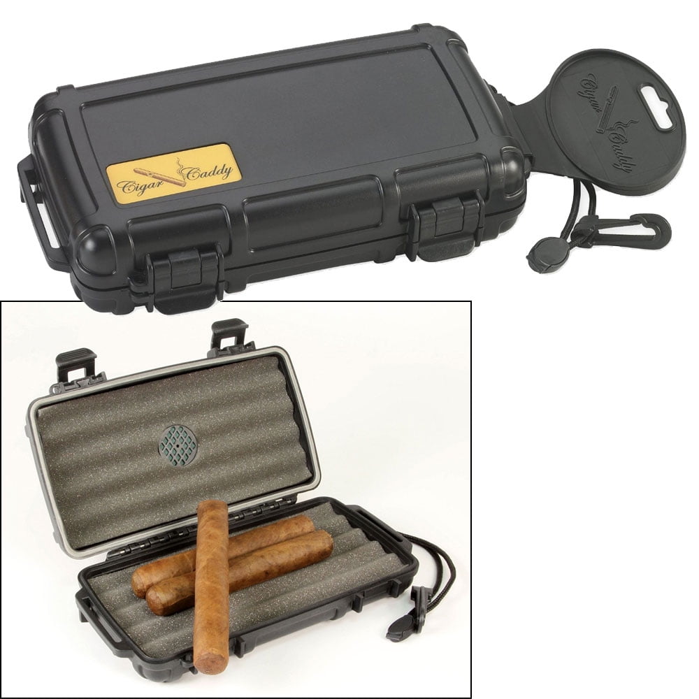 Cigar Caddy 3400 Travel Cigar Humidor for 5 Cigars. Plastic, Black ...