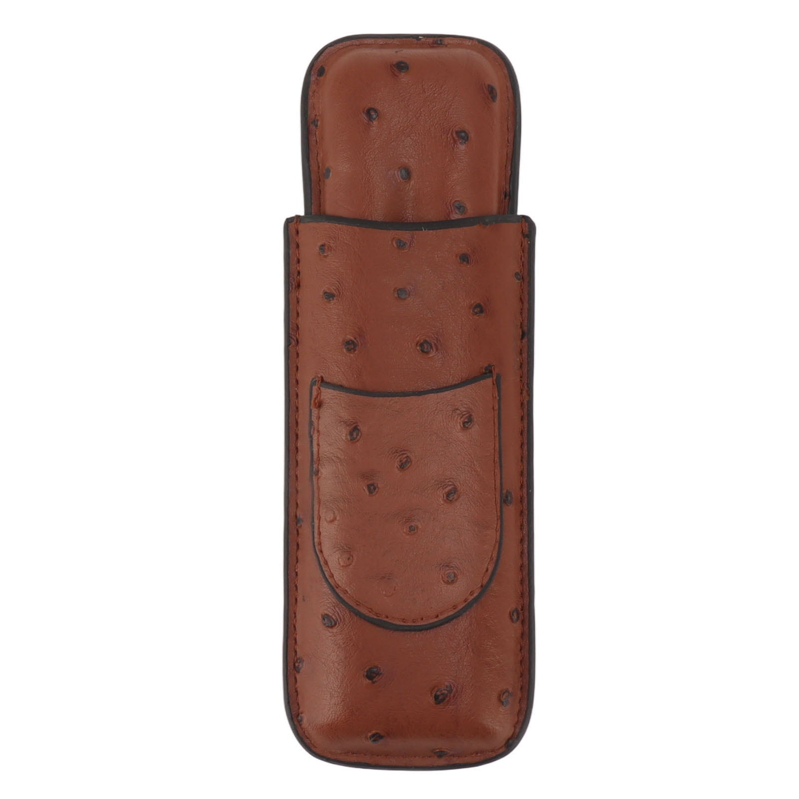 Cigar Case Holder PU Leather Brown 2 Finger Cigar Carrying Case with ...