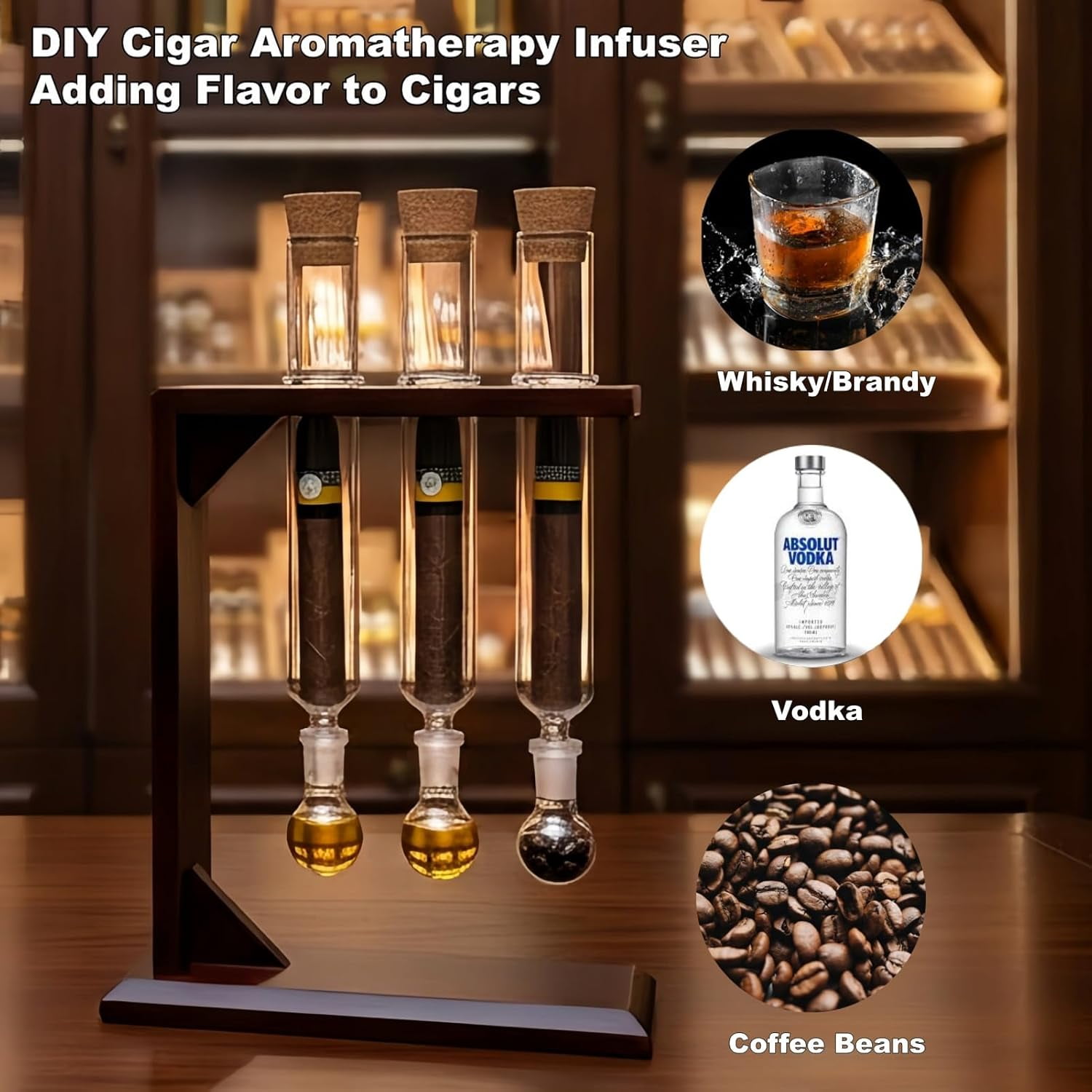 Cigar Flavor Injector Humidifier Kit, Glass Tube Infuser with Handmade ...