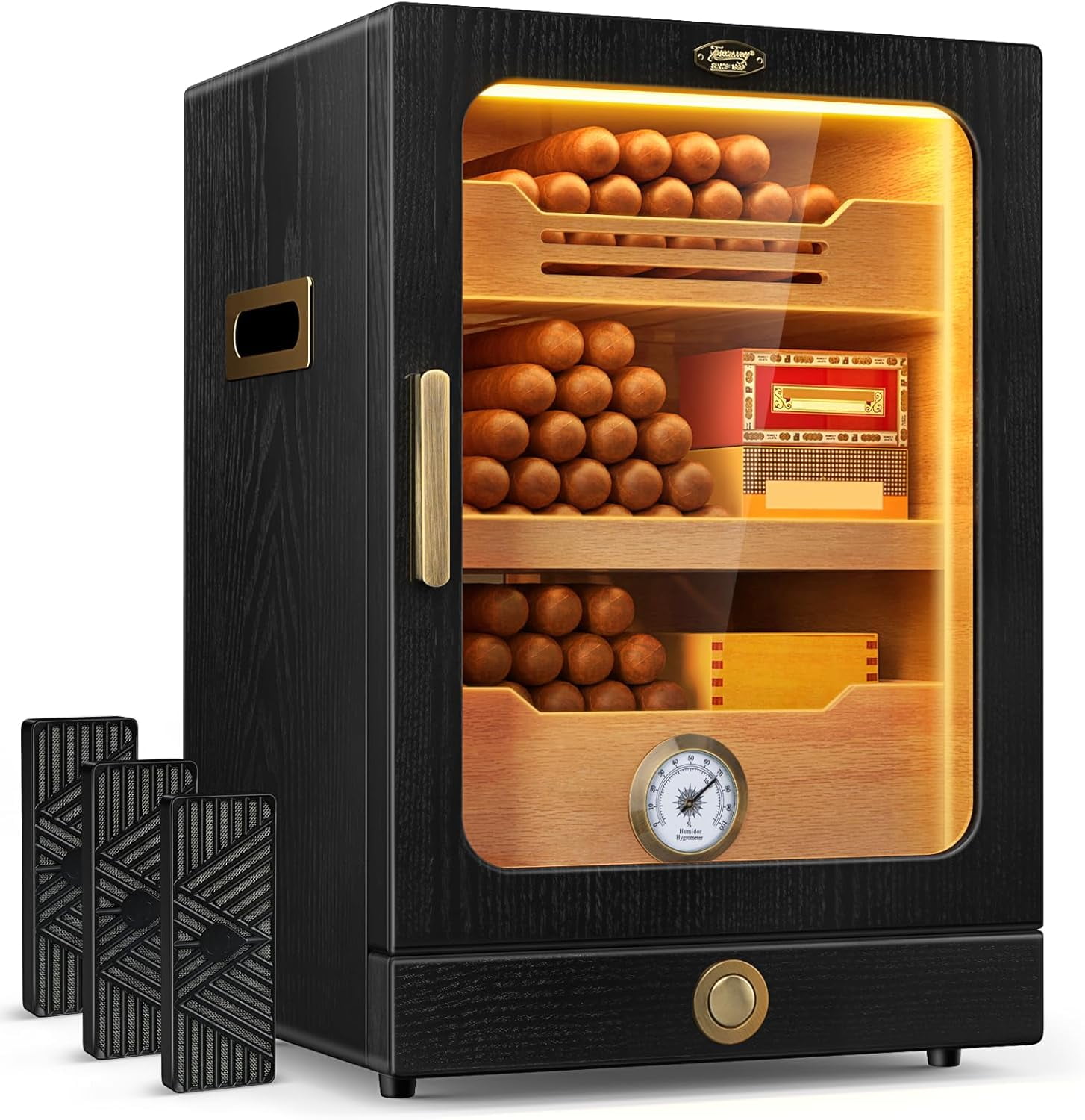 Cigar Humidor, Desktop Cigar Humidor Cabinet Light Control System with ...