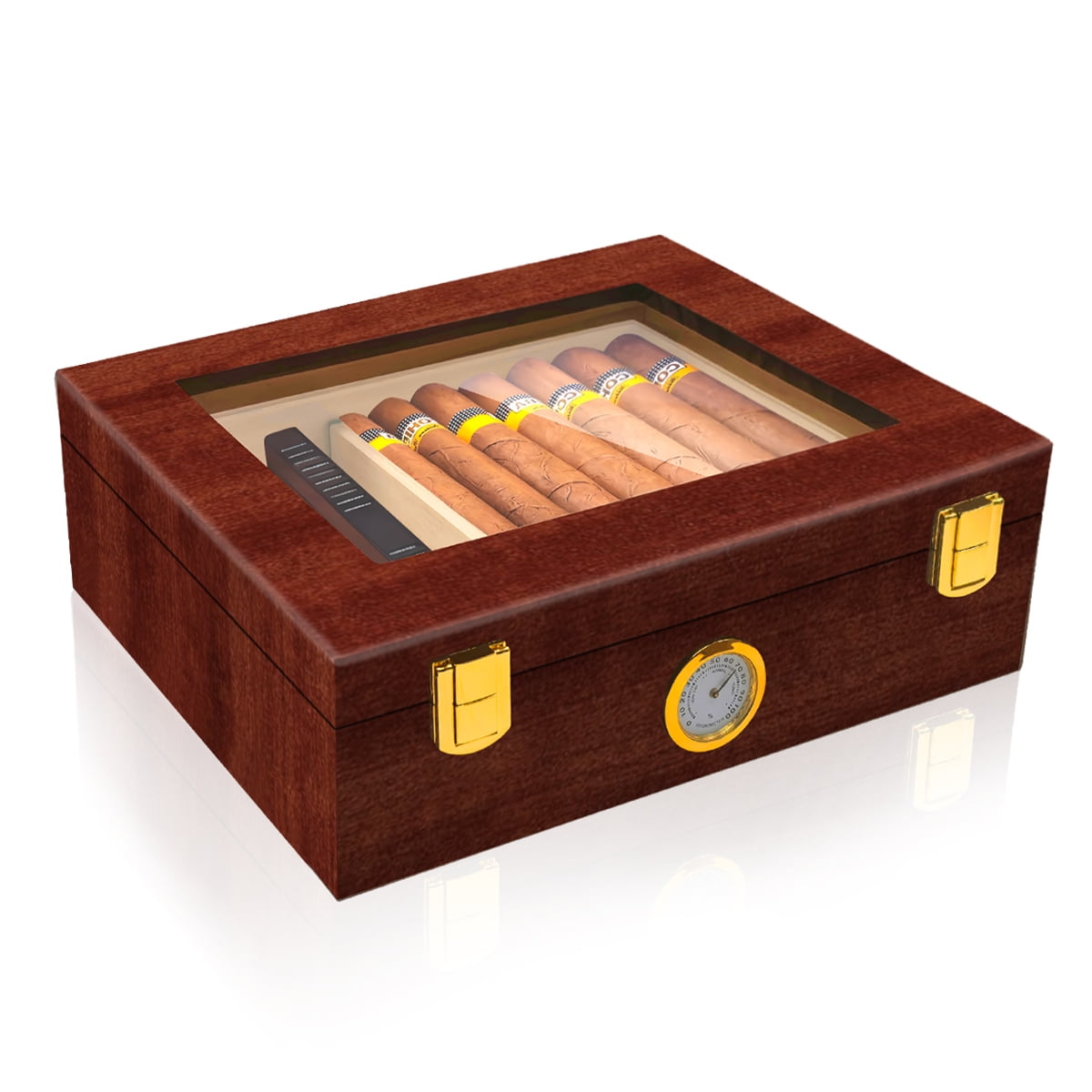 Cigar Humidor- Handmade Wood Humidor Cigar Box with Humidifier and ...