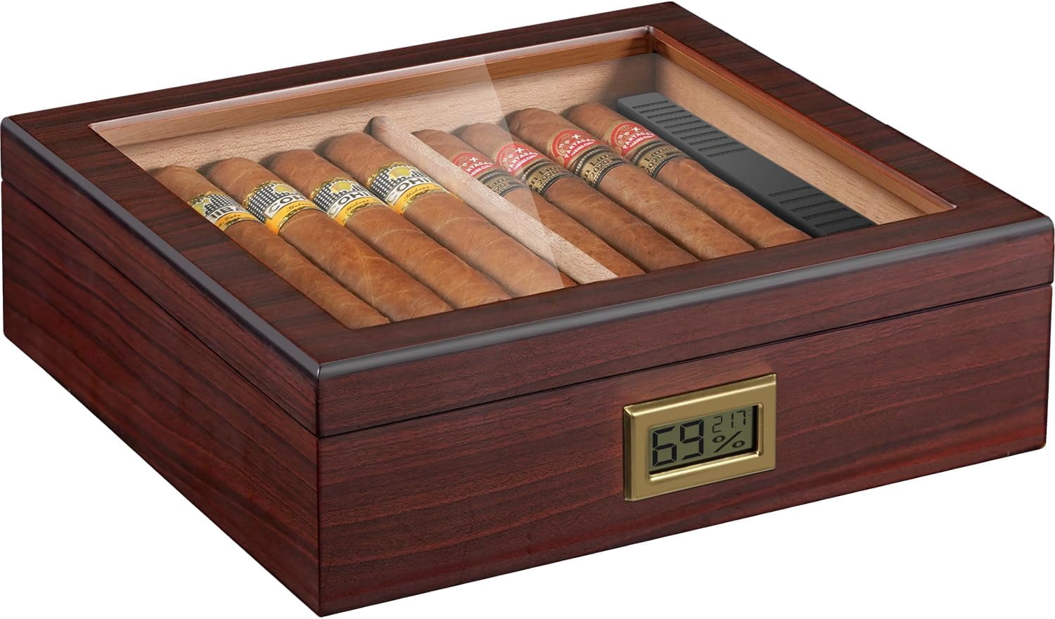 MY Cigar Humidor, Spanish Cedar Wood Humidor with Accurate Digital ...