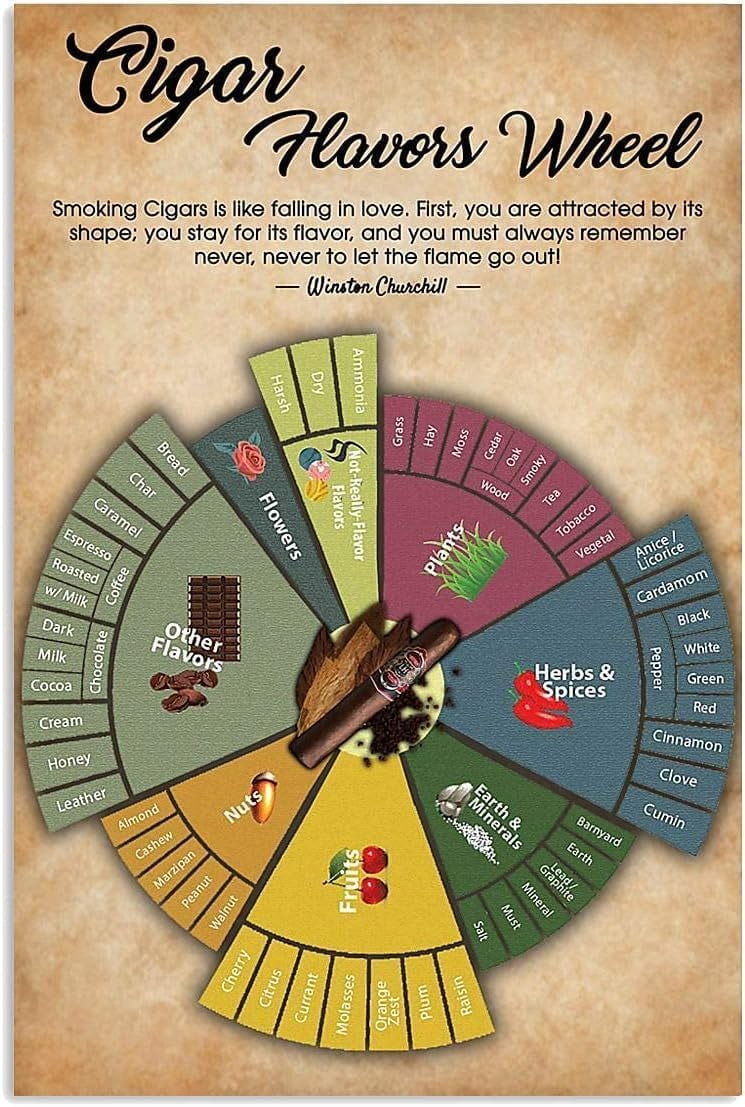 Cigar Knowledge Metal Signs Posters Cigar Flavor Wheel Retro Plaque ...