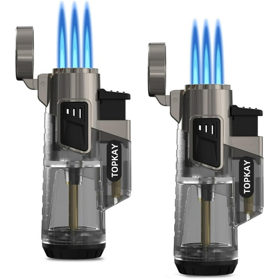 Cigar Lighter Triple Jet Flame Butane Torch Lighters Windproof Butane ...