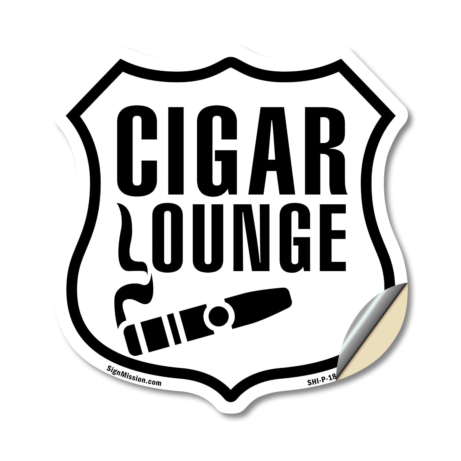 Cigar Lounge (5 Pack) 4 inch X 4 inch Shield Shaped Heavy Duty 3.2 mil ...
