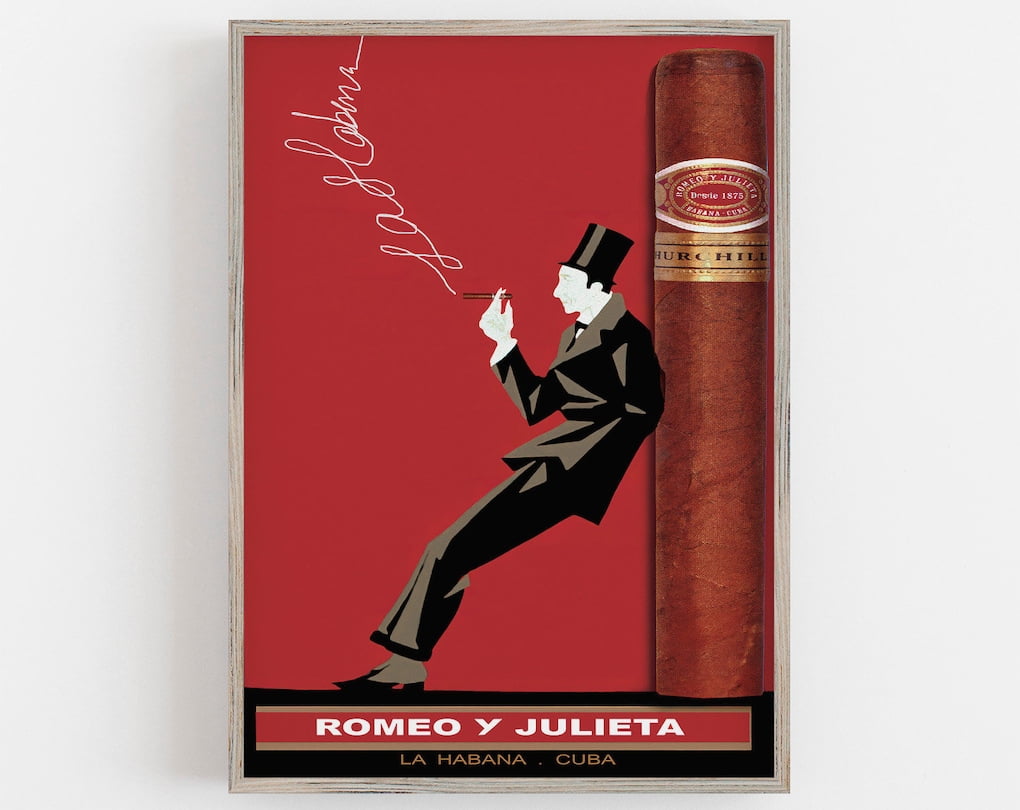 Cigar Wall Art, Vintage Wall Art, Bar Wall Decor, Man Portrait, Man ...