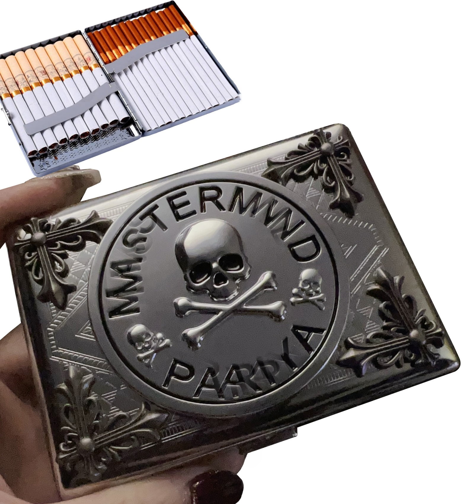 Cigarette Case Skull design, Metal 20 Capacity Viking style Cigarettes ...