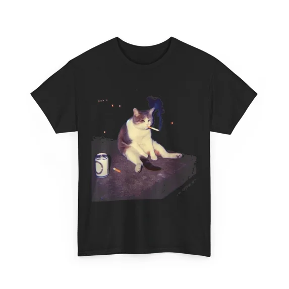 Cigarette Kitten Funny Shirt, Smoking Cat Meme Lovers Women Men Shirt ...