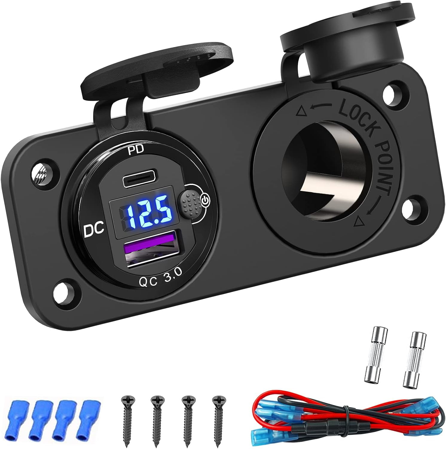 Cigarette Lighter Socket 12 Volt USB Outlet: PD 20W C and QC3.0 Car ...