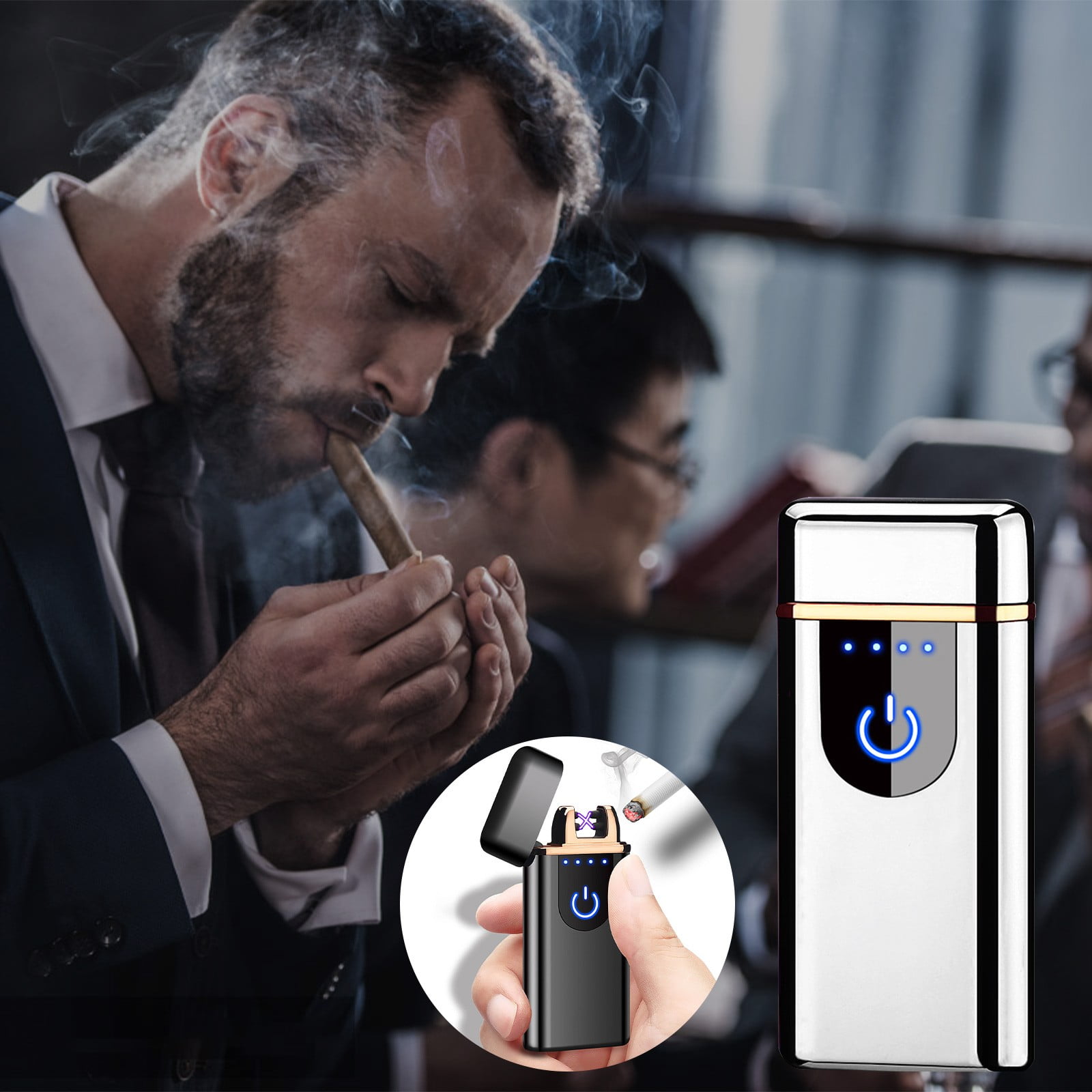 Cigarettes Electric USB Charging Rechargeable Flameless Lighter Screen ...