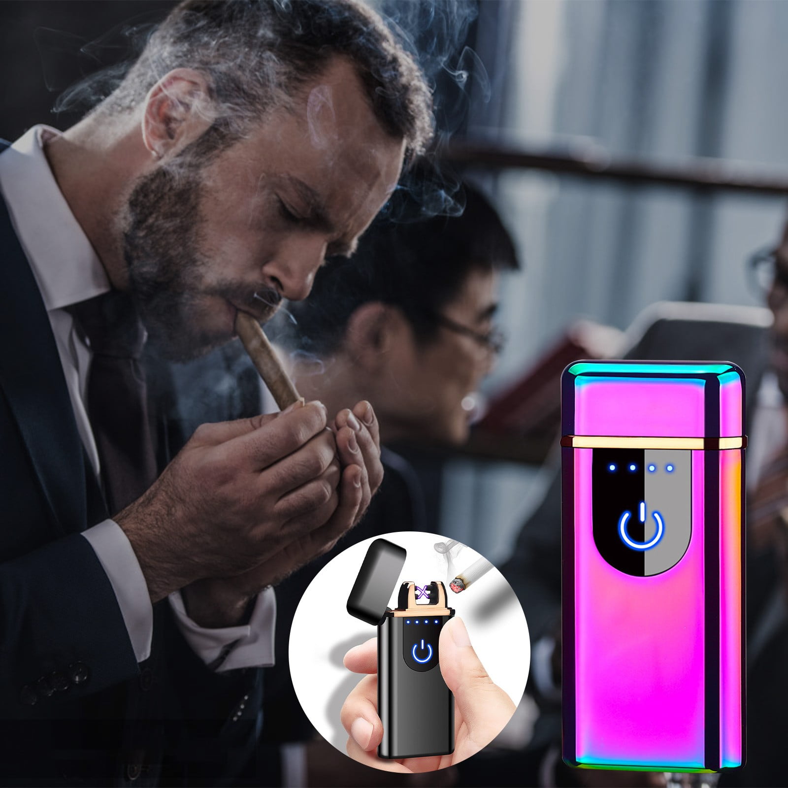 Cigarettes Electric USB Charging Rechargeable Flameless Lighter Screen ...