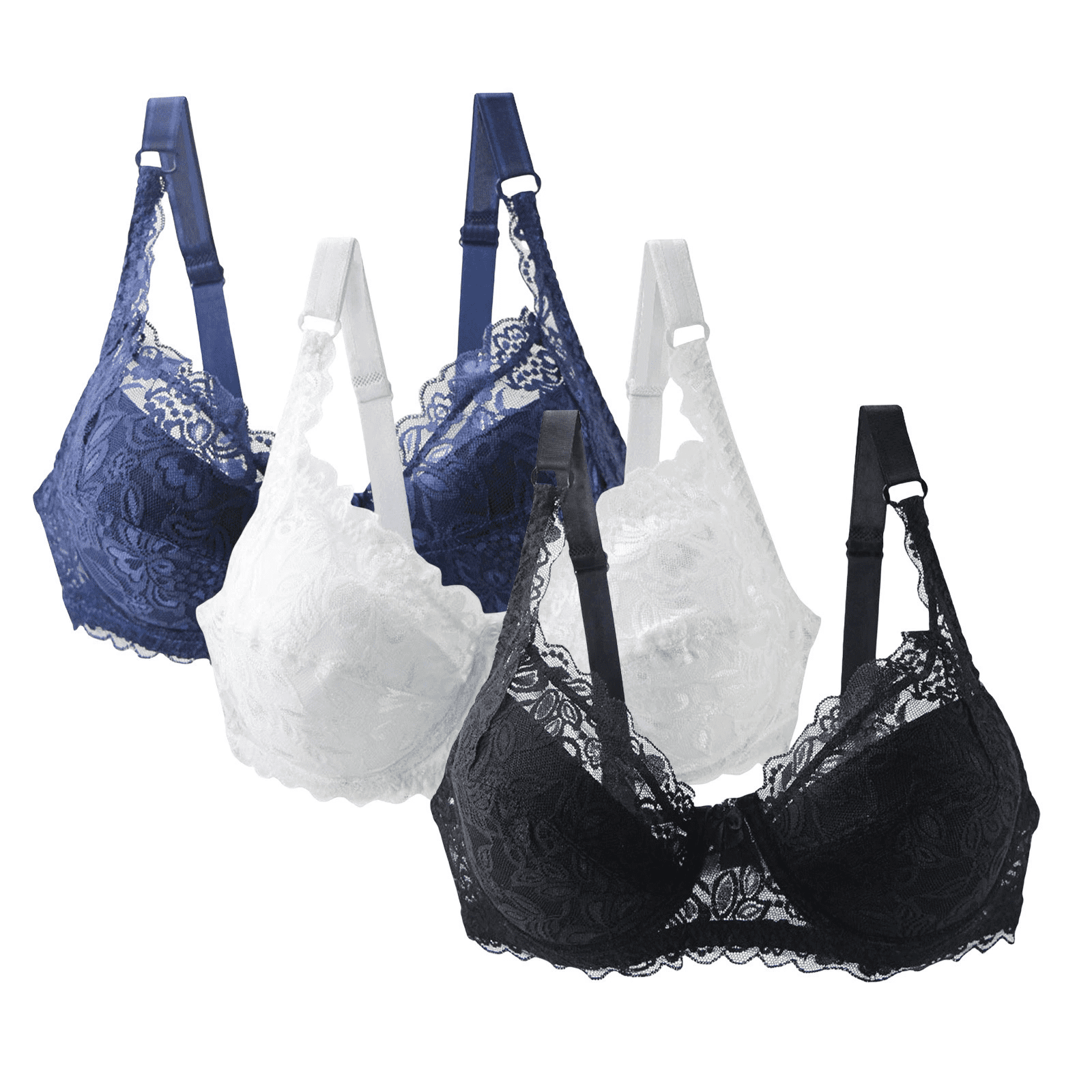 Cihdmfb 3 Pack Bra for Women Plus Size Minimizer Underwire Unlined Bra ...
