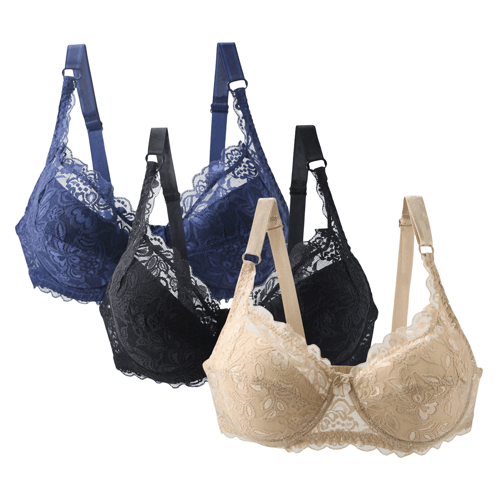 Cihdmfb 3 Pack Bra for Women Plus Size Minimizer Underwire Unlined Bra ...