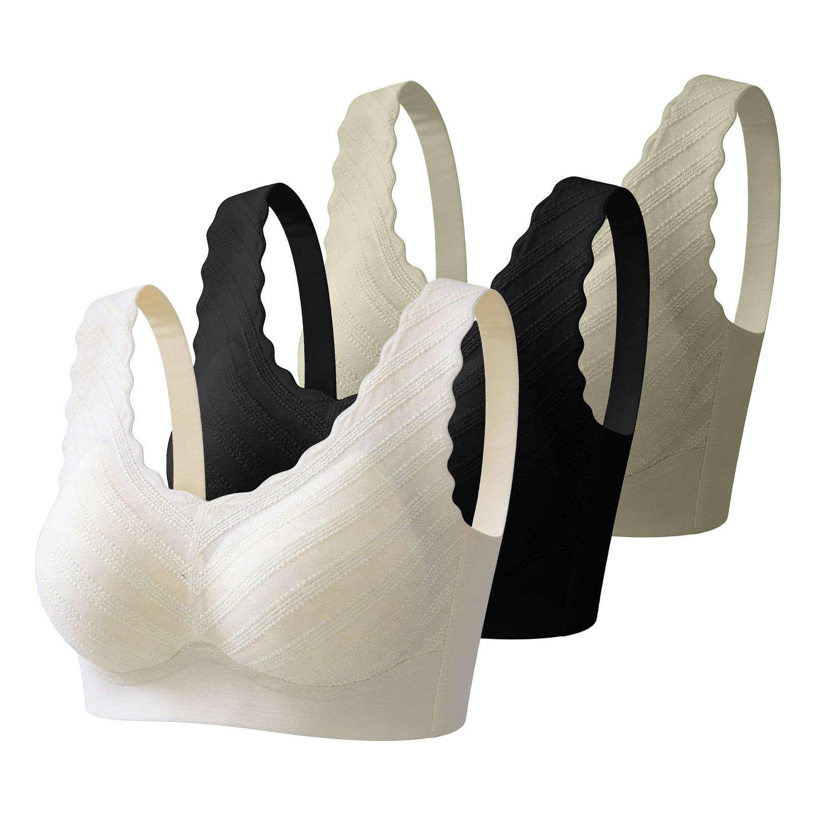 Cihdmfb 3-Pack Ice Silk Seamless Bralette for Women Push Up Fixed Cup ...