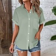 Fantaslook Womens Button Down Shirts, Lapel Short Sleeve, Collared ...